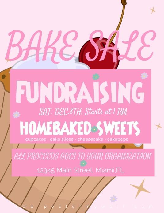 Fundraising Cupcake Bake Sale Event Flyers Template | PosterMyWall