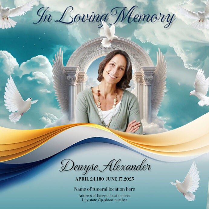 Copy of funeral 3d angalic white stairs with invitati | PosterMyWall