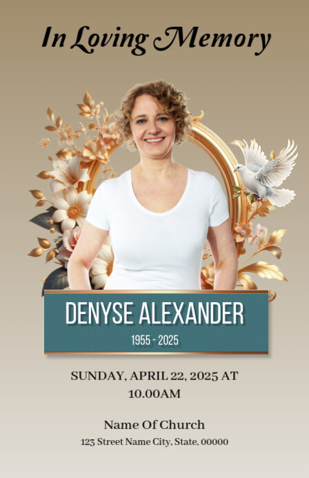 Funeral 3d golden floral frame template | PosterMyWall