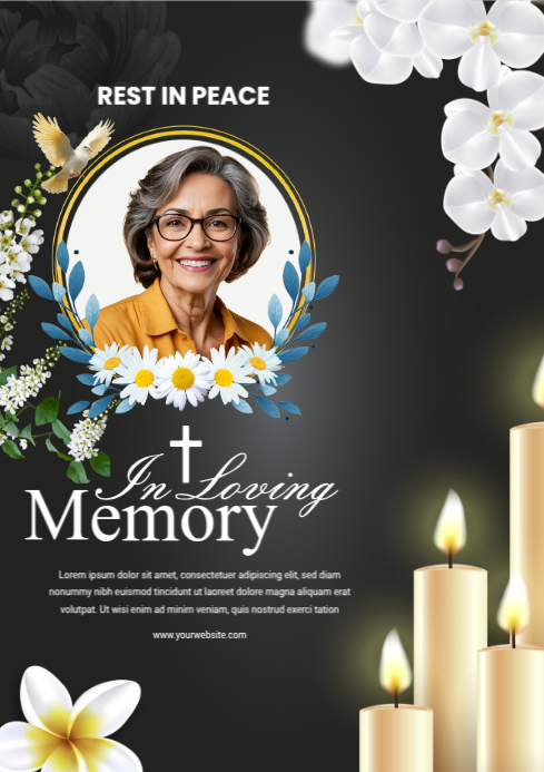 Funeral Announcement, A4 Template | PosterMyWall