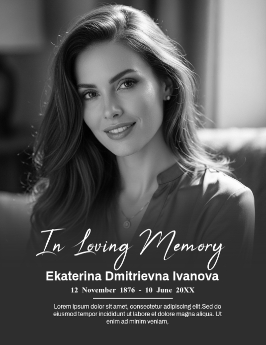Funeral Announcement — In Loving Memory Poster | Editable Template ...