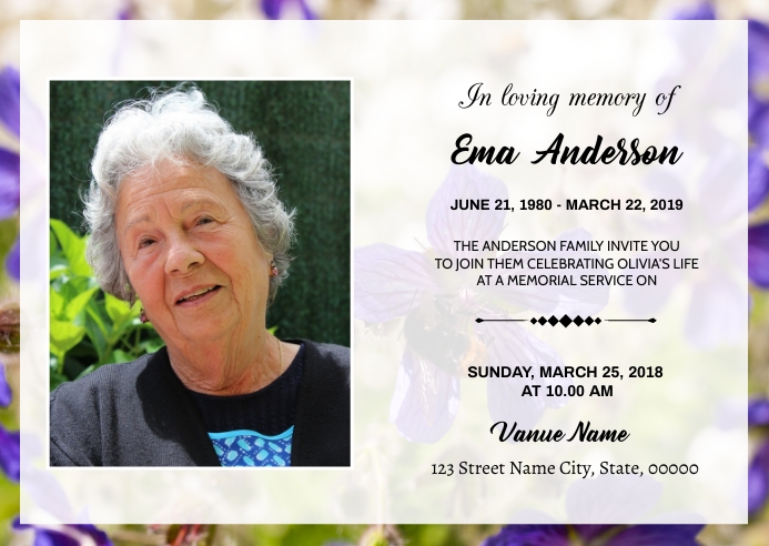 Funeral Announcement Card Template | PosterMyWall