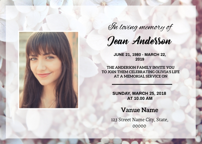 Funeral Announcement Card Template | PosterMyWall