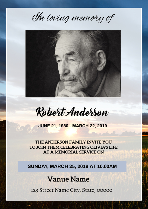 Plantilla de Funeral Announcement Card | PosterMyWall