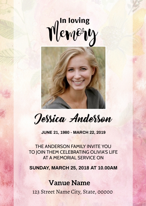 Funeral Announcement Card Template | PosterMyWall