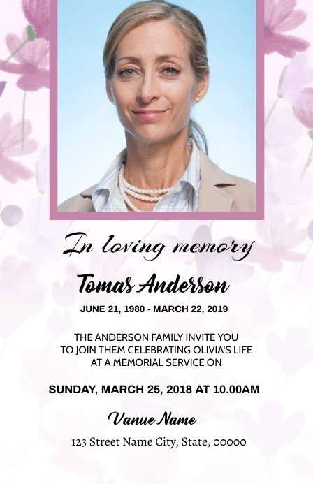 Funeral Announcement Card Template | PosterMyWall