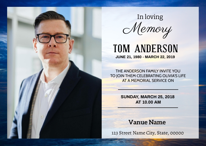 Funeral Announcement Card Template | PosterMyWall