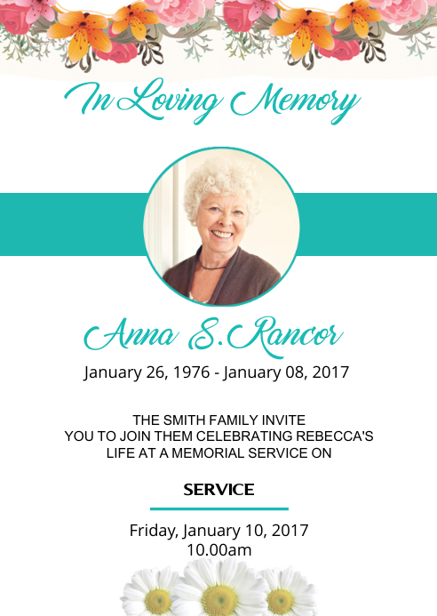 Funeral Announcement Card Template | PosterMyWall
