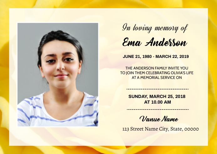 Plantilla de Funeral Announcement Card | PosterMyWall