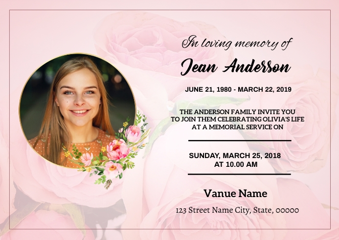 Funeral Announcement Card Template | PosterMyWall