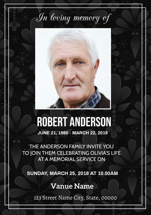 Funeral Announcement Card Template | PosterMyWall