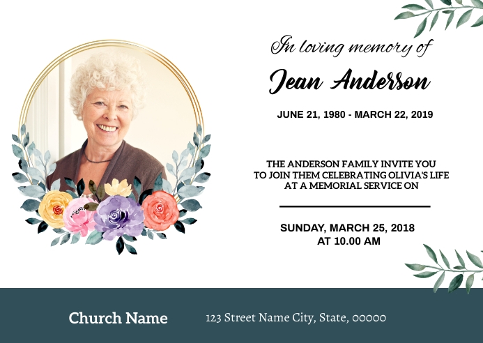 Funeral Announcement Card Template | PosterMyWall