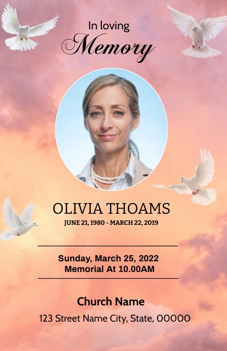 Funeral Announcement Card Template | PosterMyWall