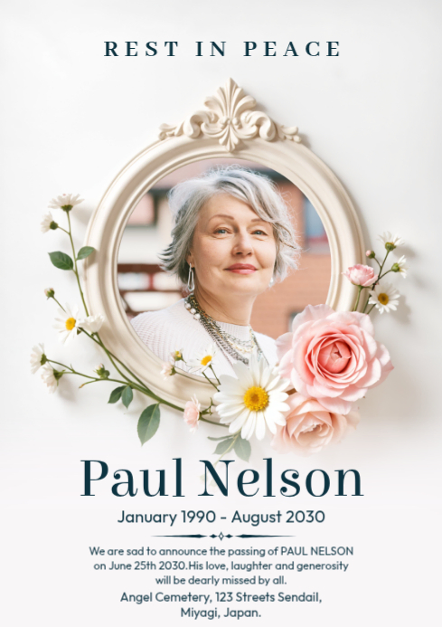 Funeral Announcement Template | PosterMyWall