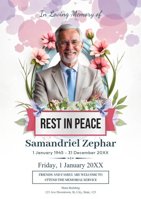 Funeral Announcement Template | PosterMyWall