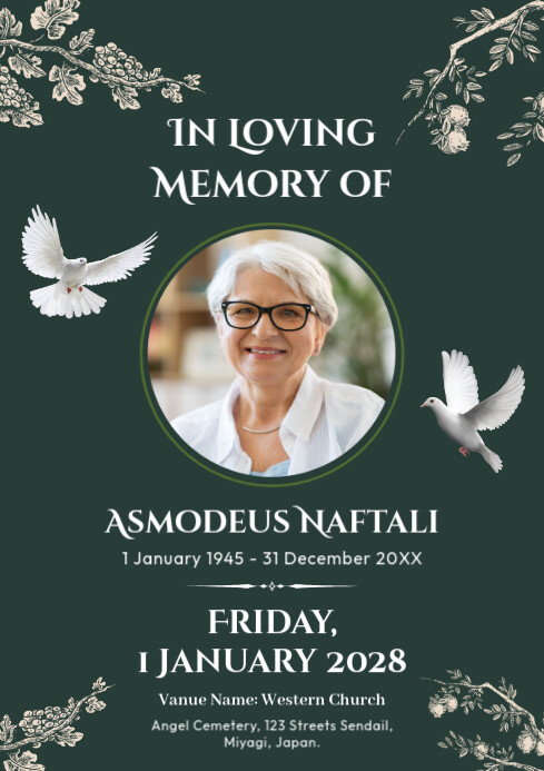 Funeral Announcement Template | PosterMyWall