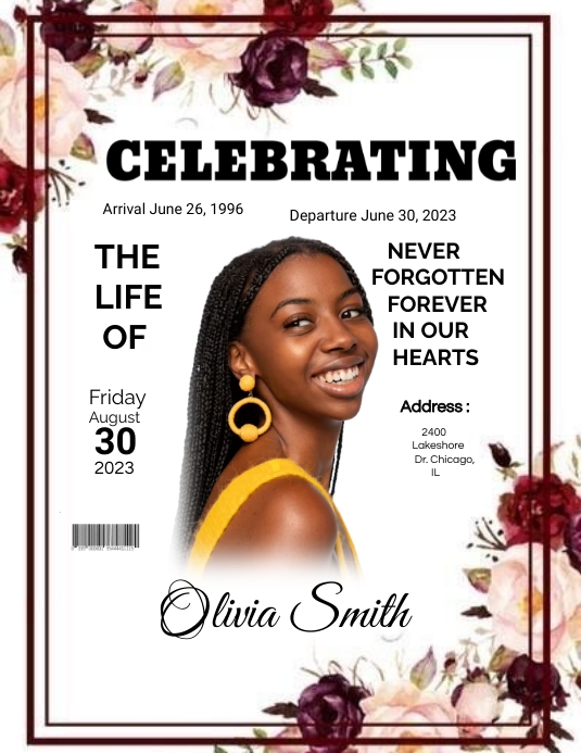 Funeral Announcement flyer,simple | modern | Template | PosterMyWall