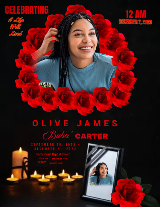 Funeral Announcement flyer,simple | modern Template | PosterMyWall