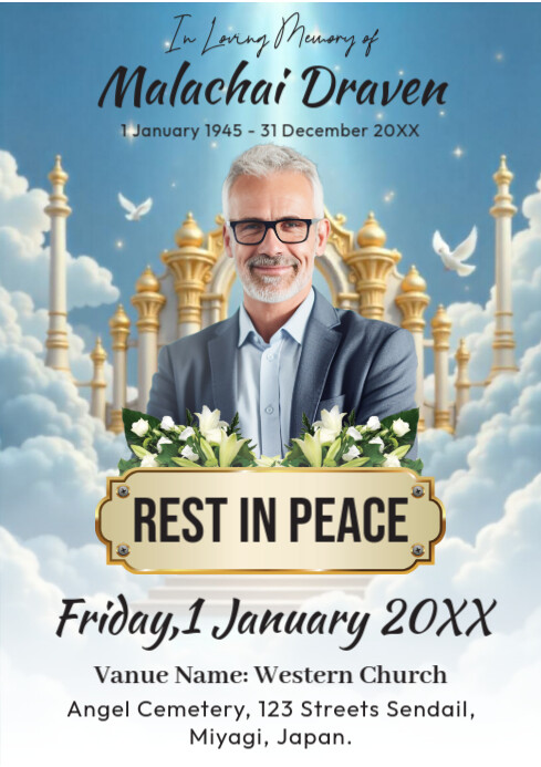 Funeral Announcement Flyer Template | PosterMyWall