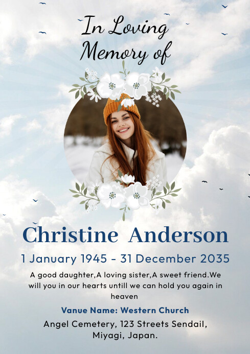Funeral Announcement Flyer Template | PosterMyWall