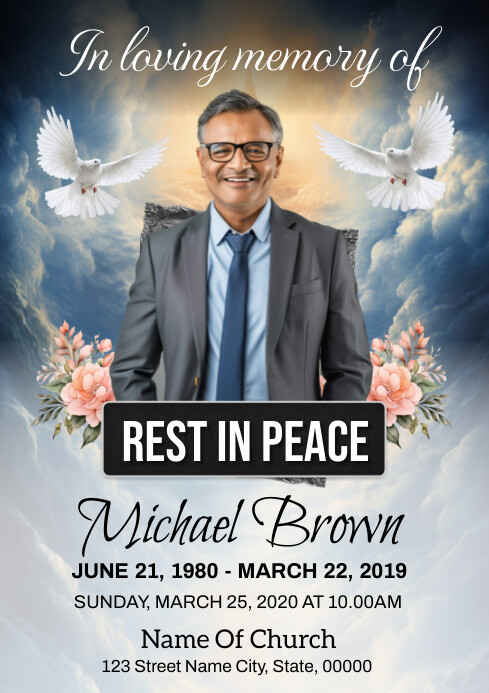 Funeral Announcement Flyer Template | PosterMyWall