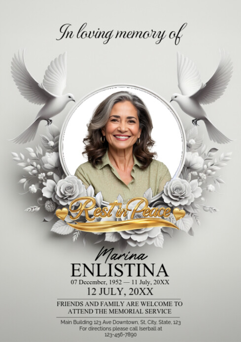 Funeral Announcement Flyer Template | PosterMyWall