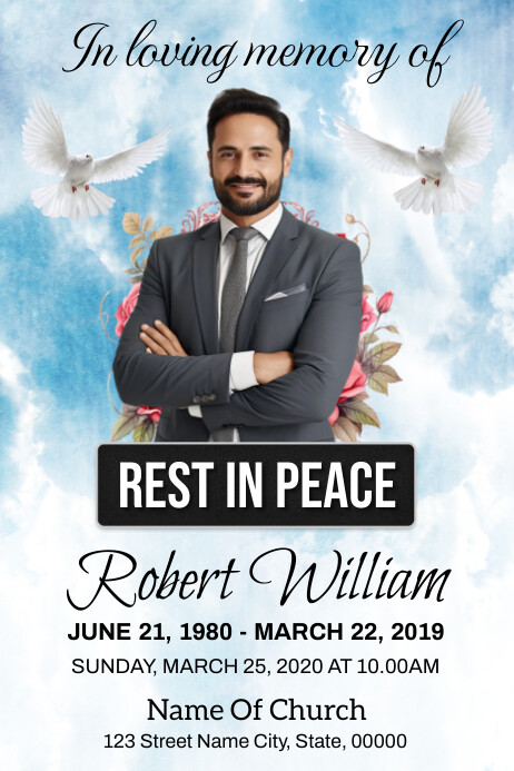 Plantilla de Funeral Announcement Flyer Template | PosterMyWall