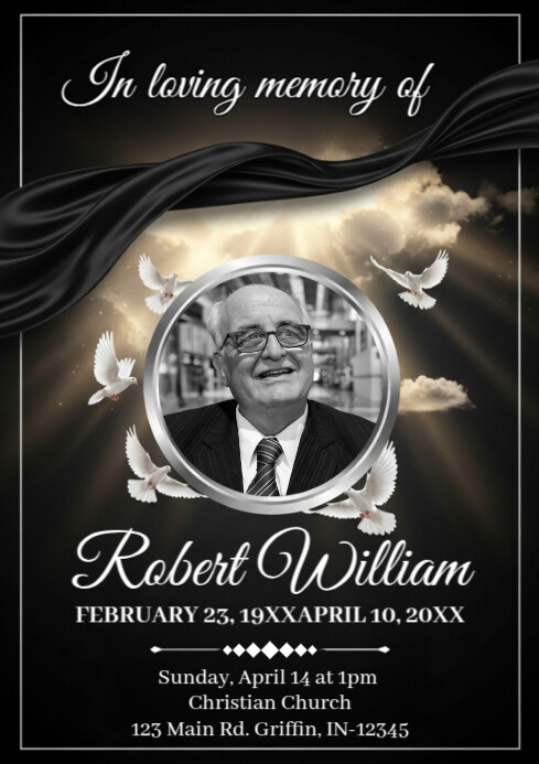 Funeral Announcement Flyer Template | PosterMyWall