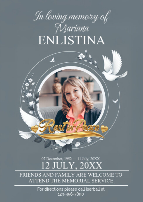 Funeral Announcement Flyer Template | PosterMyWall