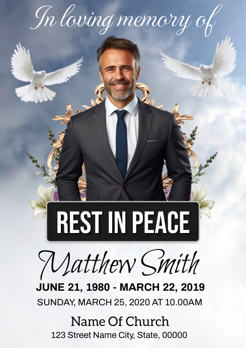 Funeral Announcement Flyer Template | PosterMyWall