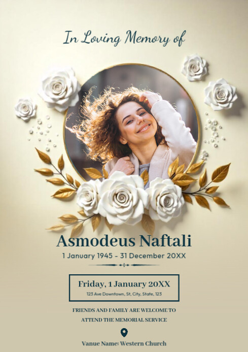 funeral announcement flyer template | PosterMyWall