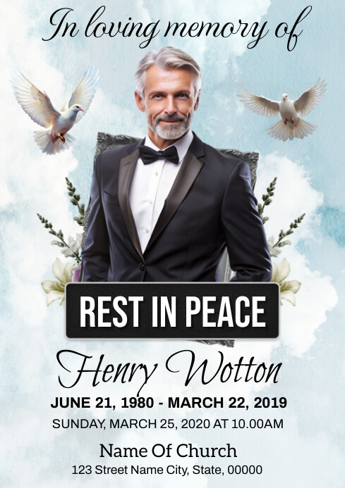 Plantilla de Funeral Announcement Flyer Template | PosterMyWall