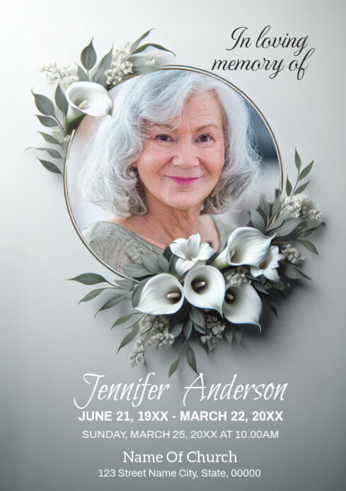 funeral announcement flyer template | PosterMyWall
