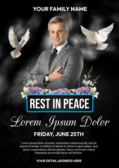 Plantilla de Funeral Announcement Flyer Template | PosterMyWall