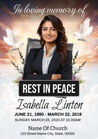 Floral Funeral Announcement Flyer Template | PosterMyWall