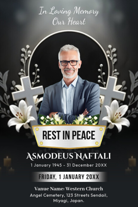 funeral announcement flyer template | PosterMyWall