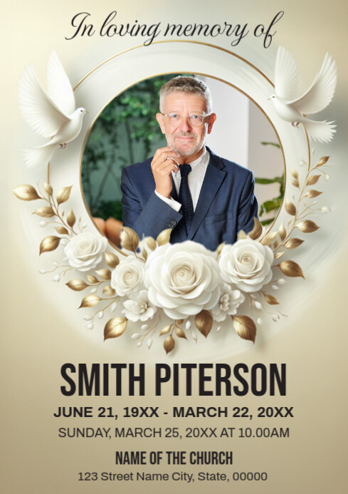 funeral announcement flyer template | PosterMyWall
