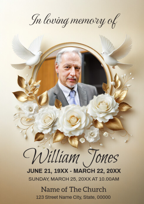 funeral announcement flyer template | PosterMyWall