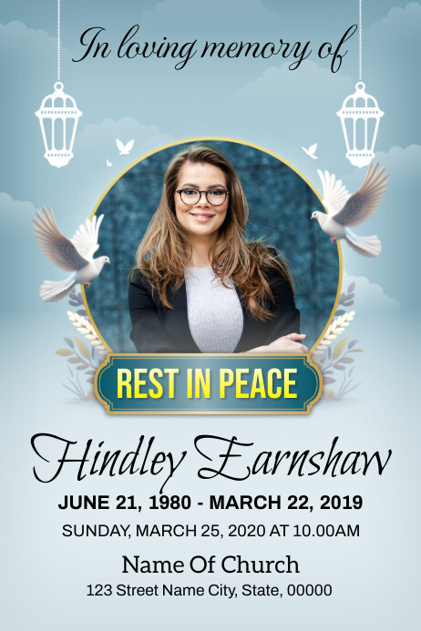 Funeral Announcement Flyer Template | PosterMyWall