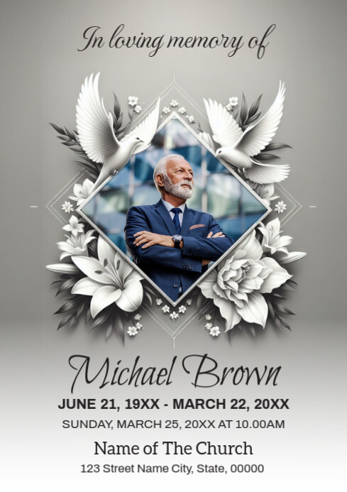 Funeral Announcement Flyer Template | PosterMyWall