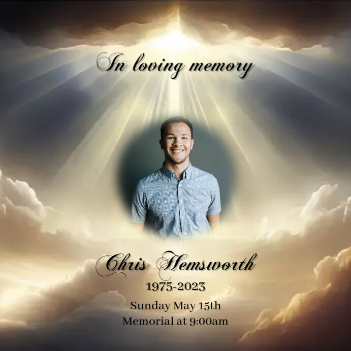 Funeral Announcement Instagram Post (1) Template | PosterMyWall