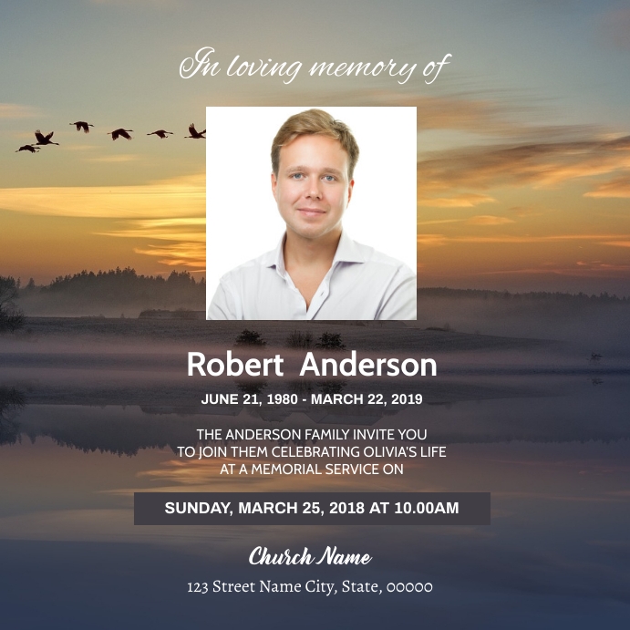 Modèle Funeral Announcement Post | PosterMyWall