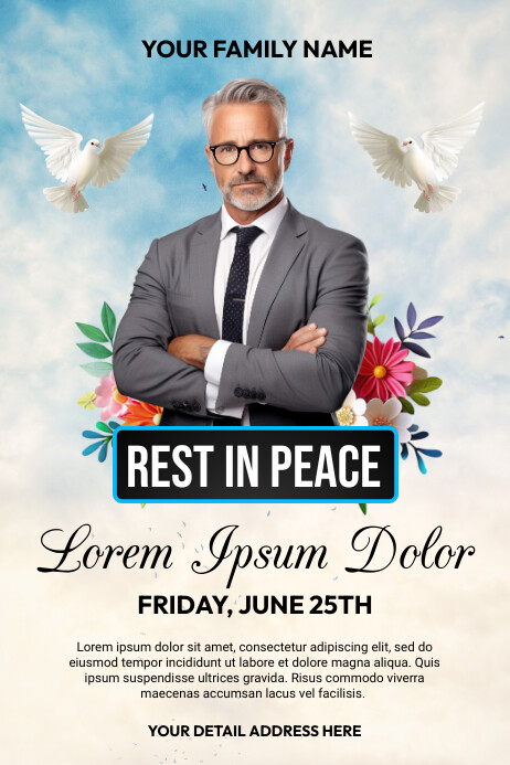 Funeral Announcement Poster Template | PosterMyWall