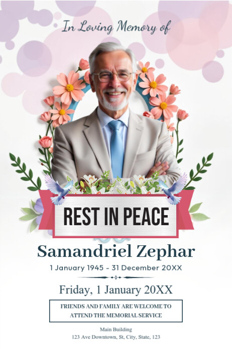 Funeral Announcement Poster Template | PosterMyWall