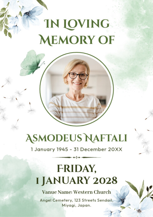 Funeral Announcement Poster Template | PosterMyWall
