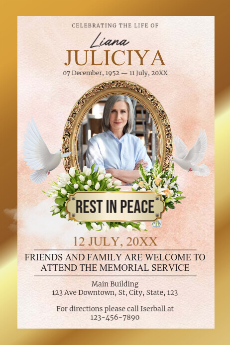 Funeral Announcement Poster Template | PosterMyWall
