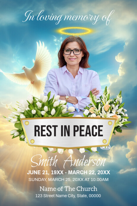 Funeral Announcement Poster Template | PosterMyWall