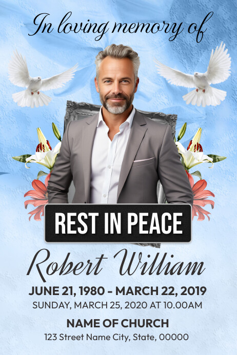 Plantilla de Funeral Announcement Poster Template | PosterMyWall