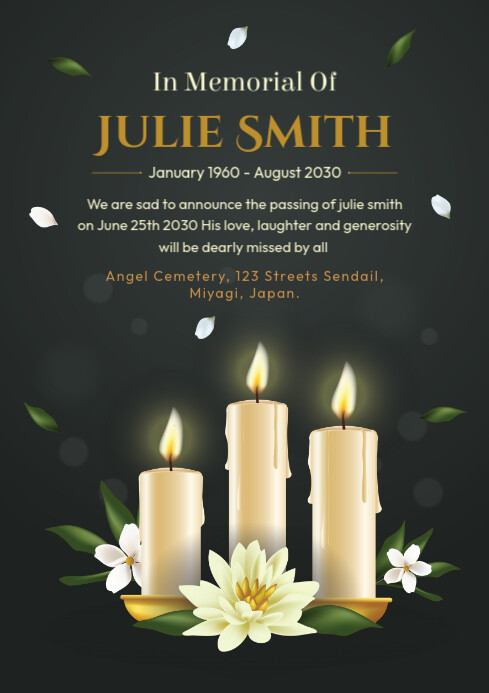 Funeral Announcement Template | PosterMyWall