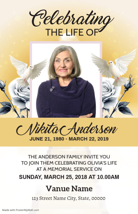 Funeral Announcement Template | PosterMyWall
